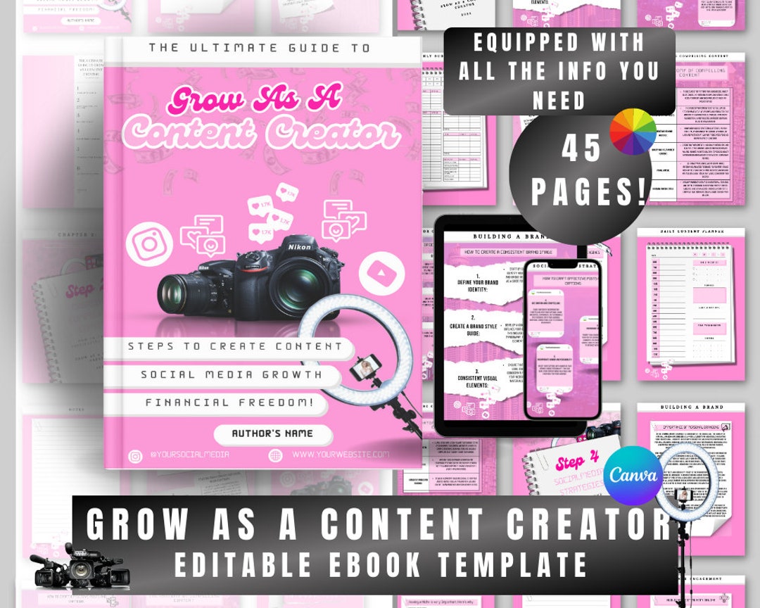 Content Creator Ebook Template, Ebook Template, Fully Editable Ebook ...