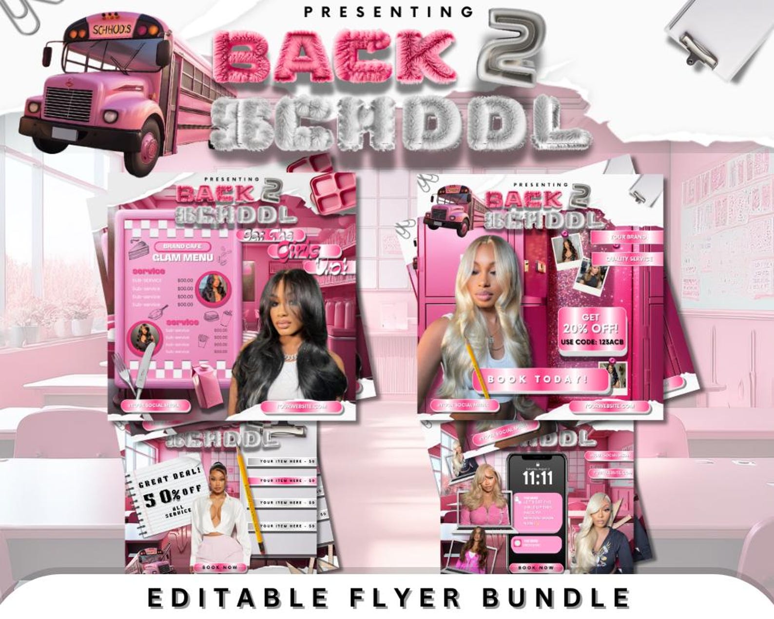 Back to School Bundle, 4 Booking Flyers, School Flyer Templates, Canva ...