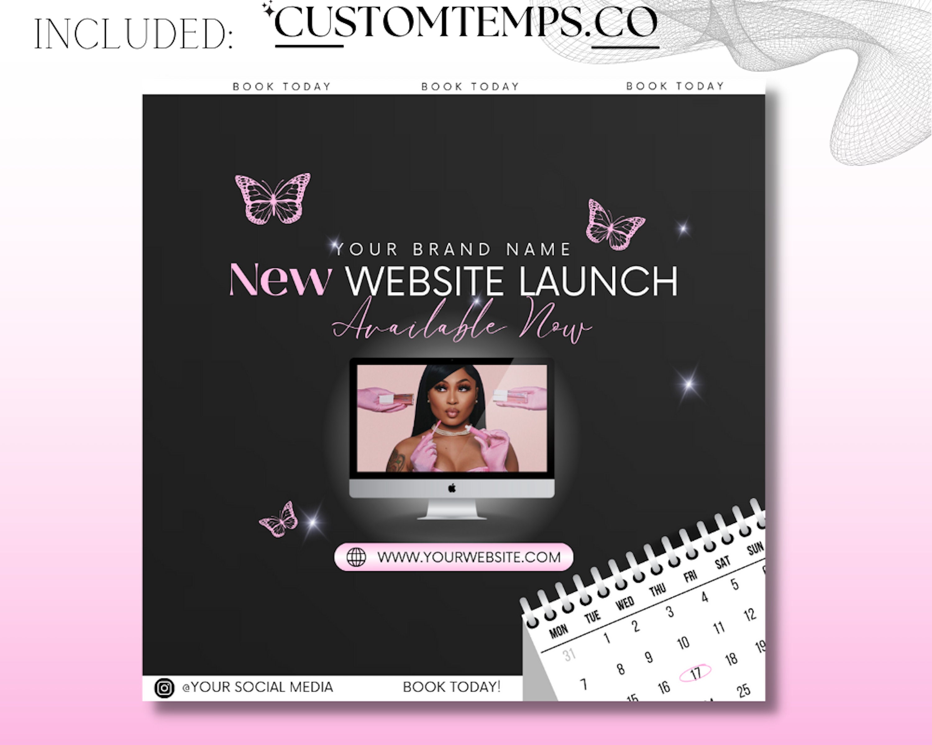 Website Launch Flyer Template, Booking Site, Appointments, Web Banner ...