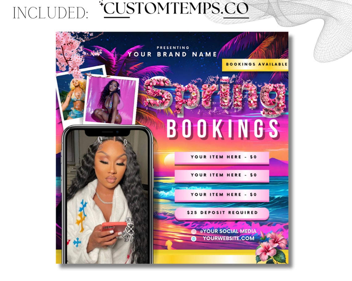 Spring Booking Flyer, Spring Appointment Flyer, April, March, May ...