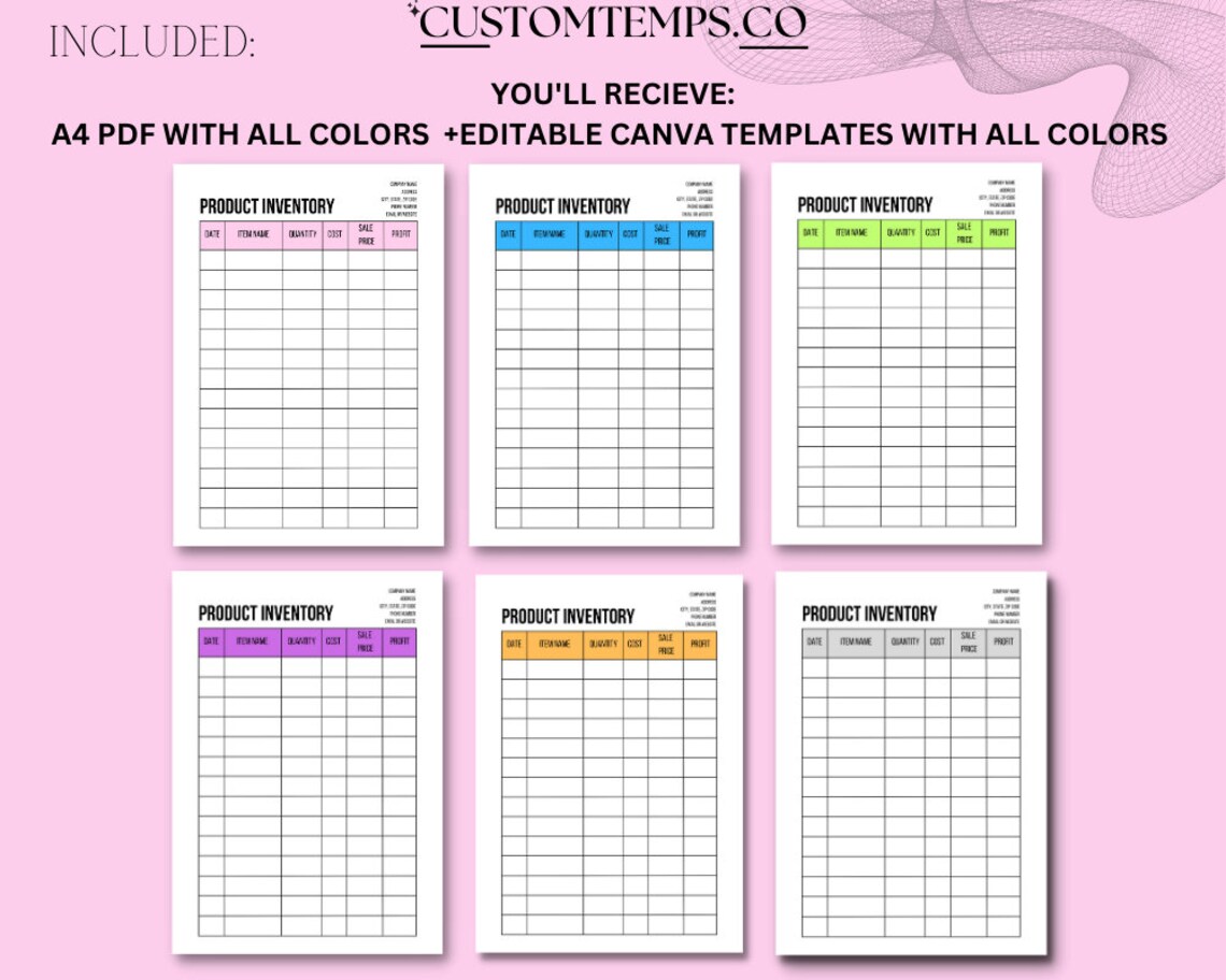 Inventory Tracker, Editable Inventory Tracker, Business Inventory ...