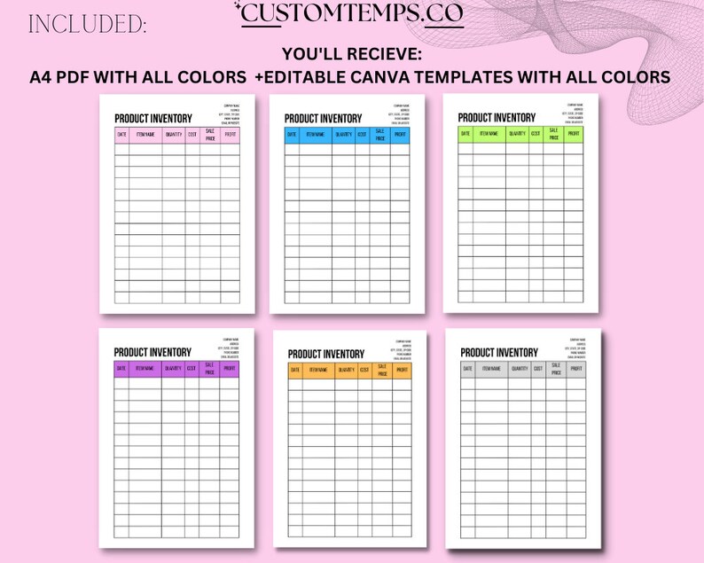 Inventory Tracker, Editable Inventory Tracker, Business Inventory ...