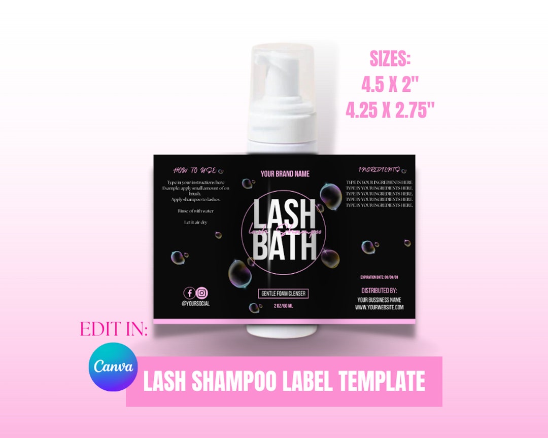 DIY Lash Foam Label, Lash Shampoo Template, Eyelash Cleanser, Lash ...