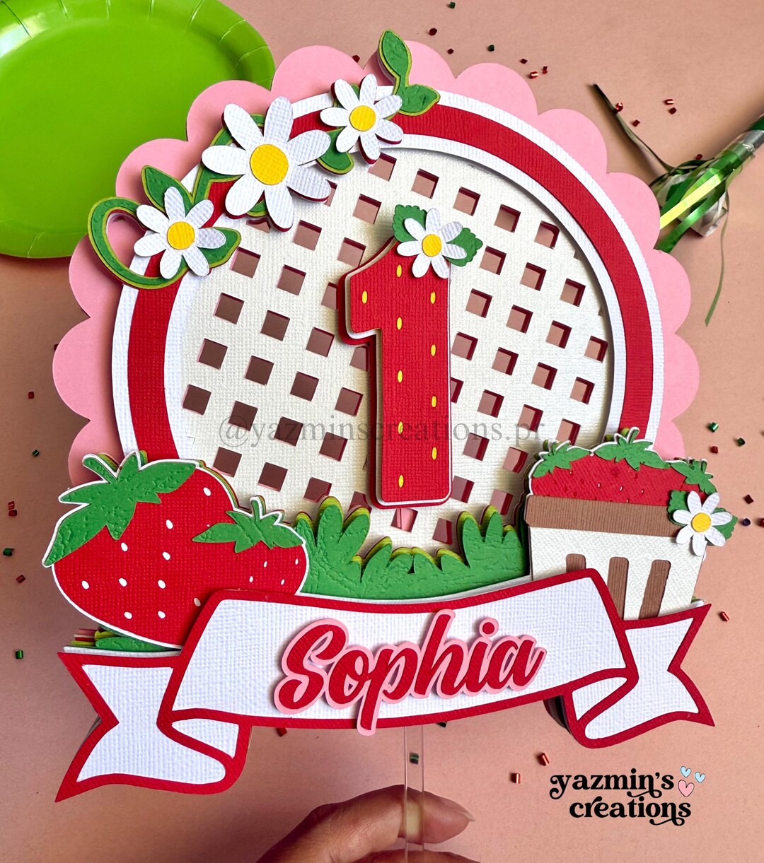 Berry First Birthday Cake Topper, Strawberry Party Decor - Etsy