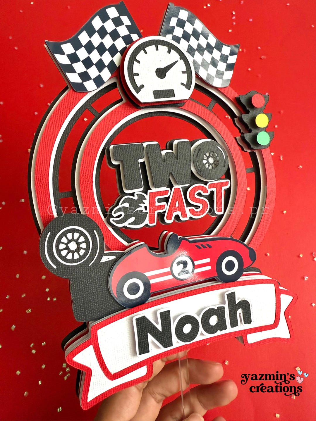 Two Fast Race Car Cake Topper, Personalized Birthday Decor, Speedster ...