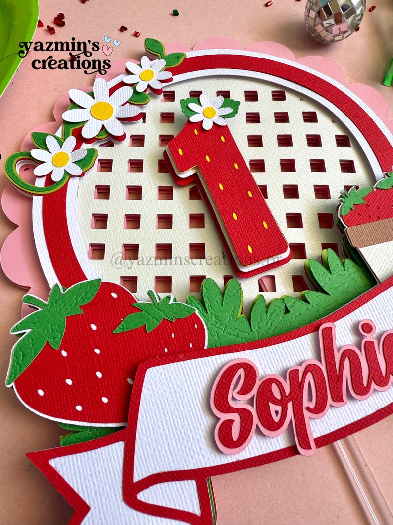 Berry First Birthday Cake Topper, Strawberry Party Decor - Etsy