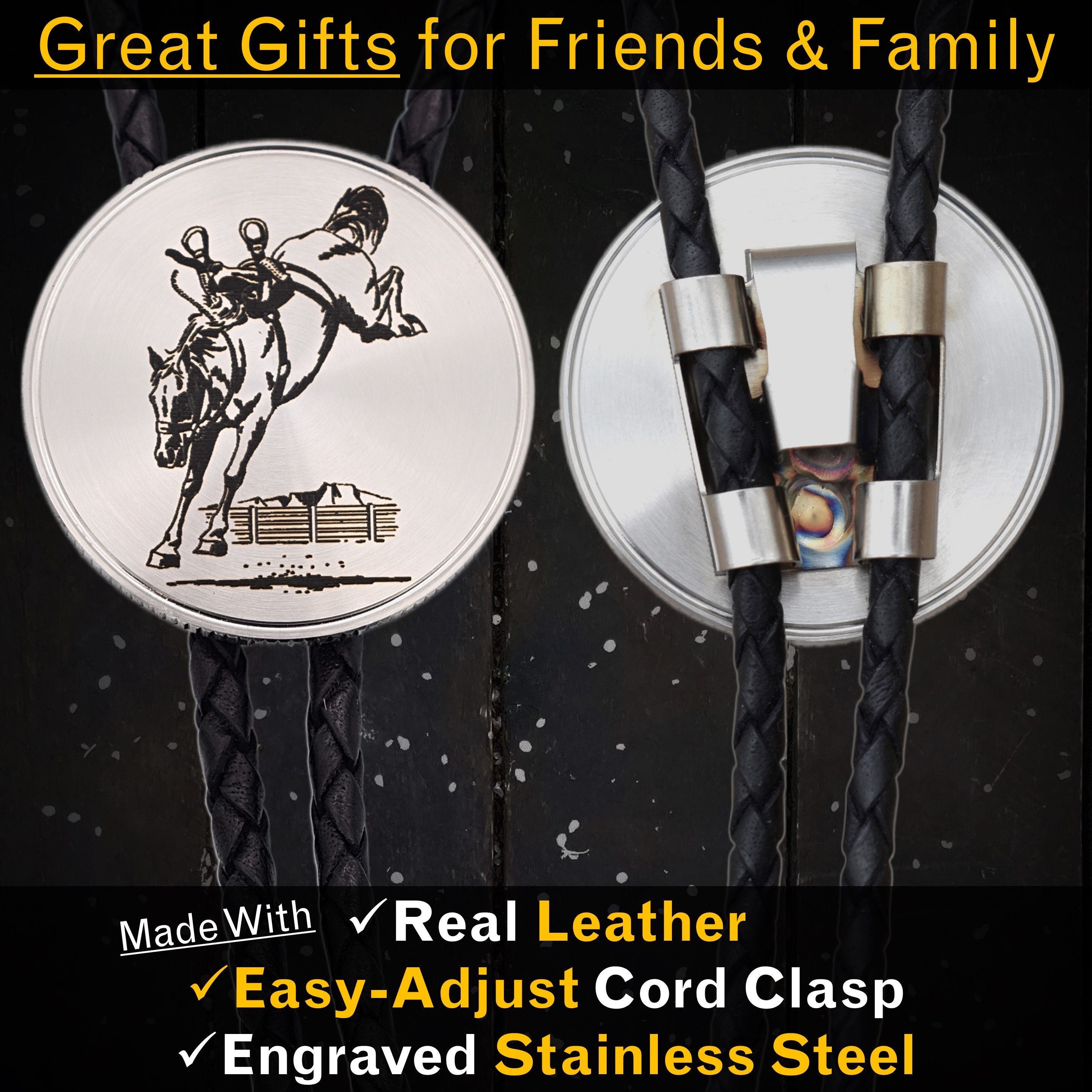 Buckin' Bronco Bolo Tie Western Cowboy Horseback Rope Lasso Ranch Farm ...