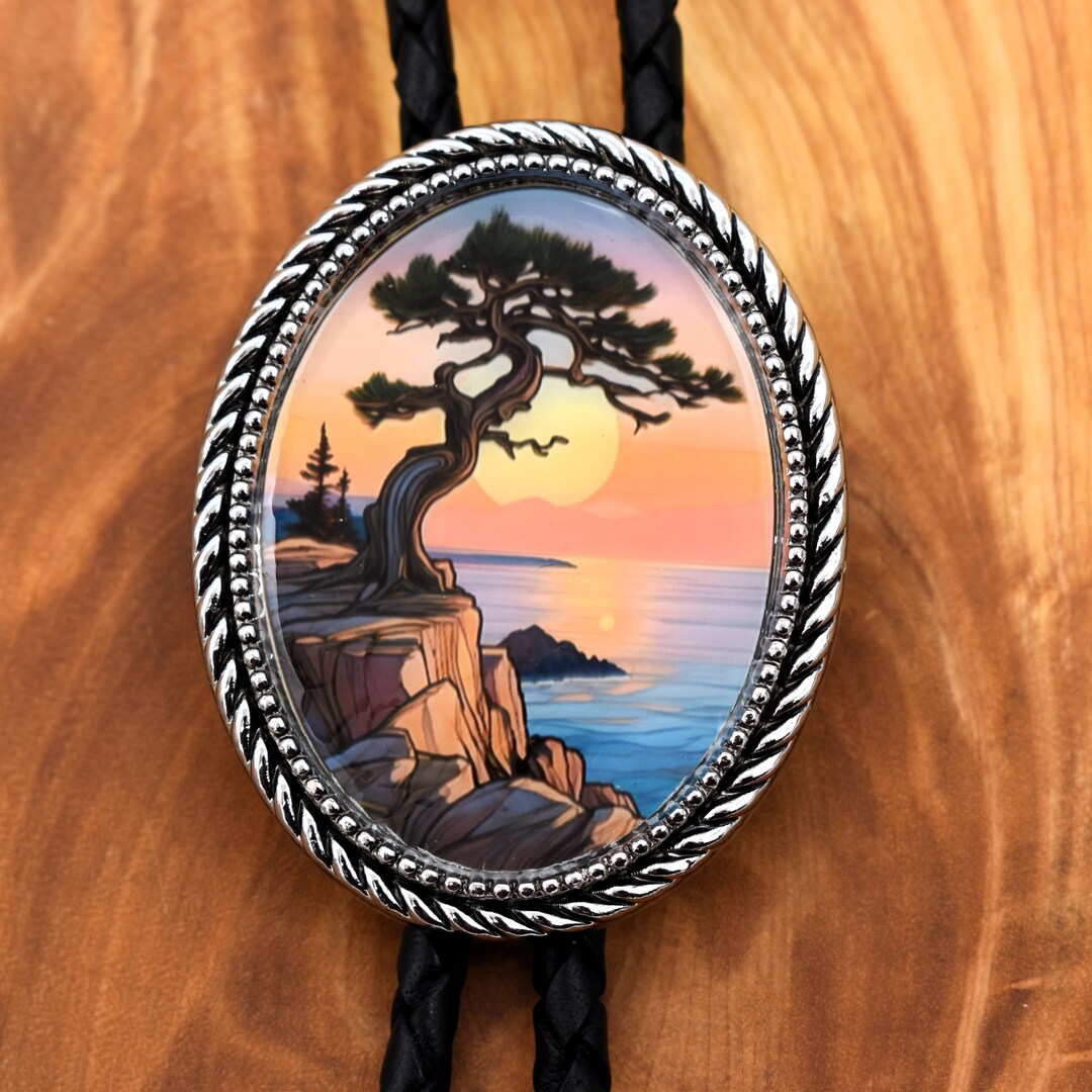 Tree Ocean Sunset Bolo Tie ~ Assorted Cord Colors & Length ...