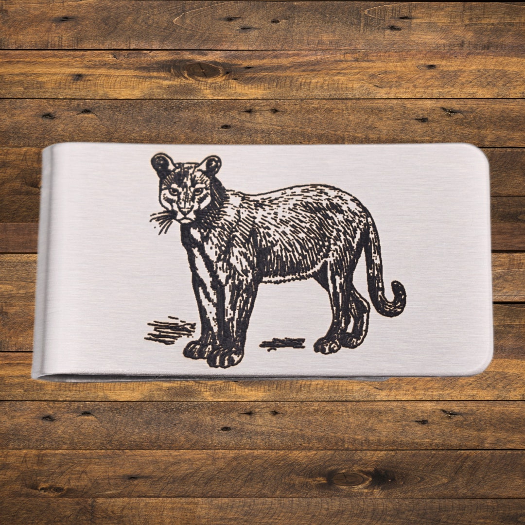 Cougar Puma Mountain Lion Money Clip - Engraved Stainless Steel - Etsy
