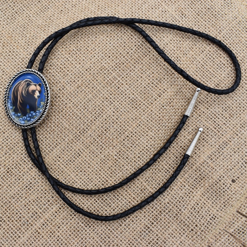 Brown Bear Blueberry Bolo Tie Custom Cord Colors & Length Brown Black ...