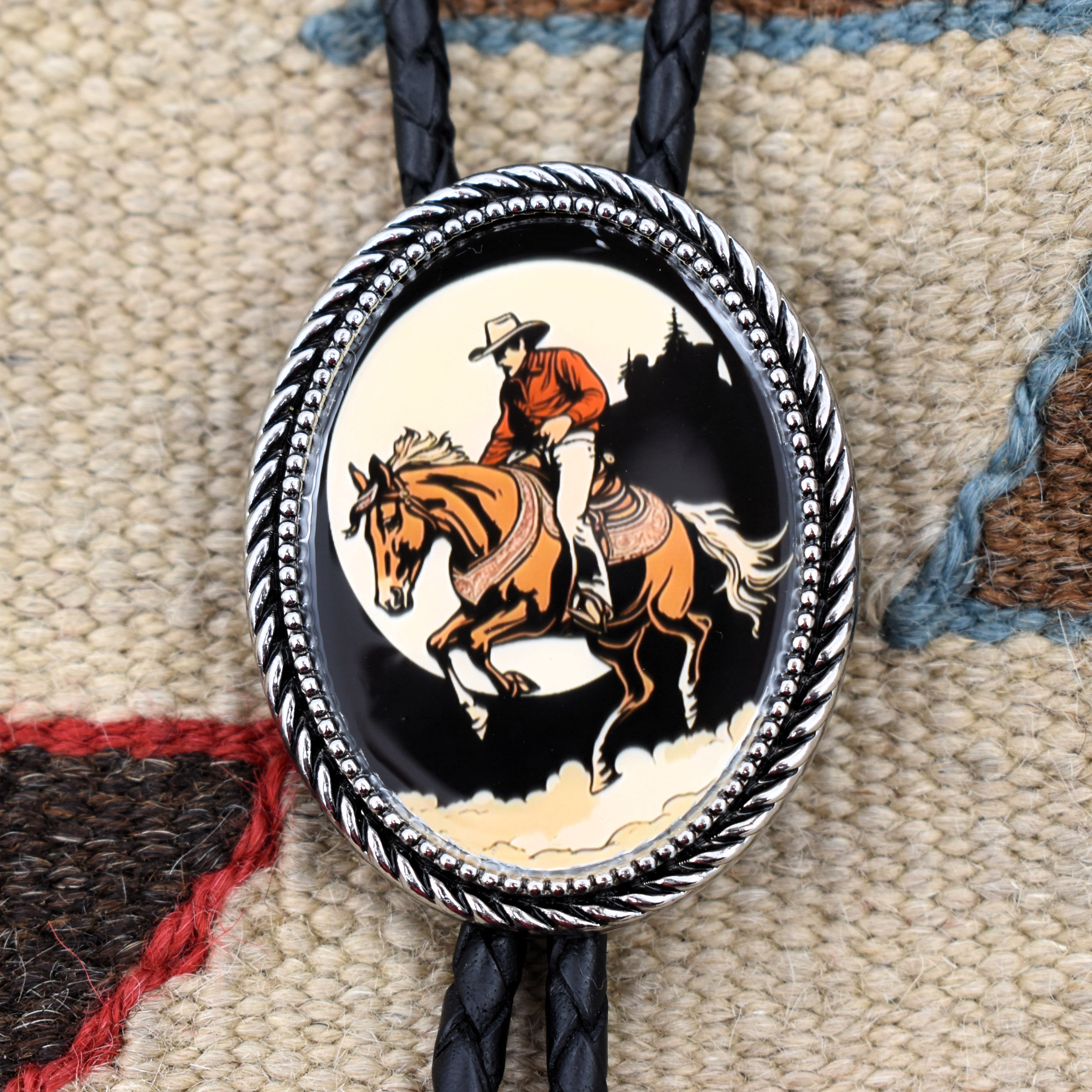 Wild West Bandit Bolo Tie Horse Thief Outlaw Getaway Custom Cord Colors ...