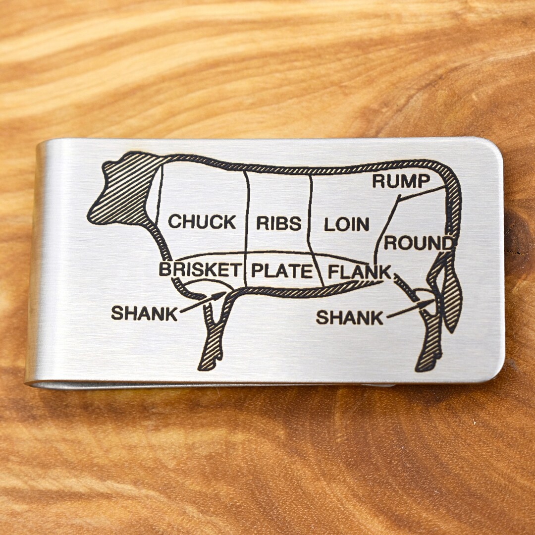 Beef Cow Money Clip Meatatarian Chuck Ribs Brisket Steaks Engraved ...