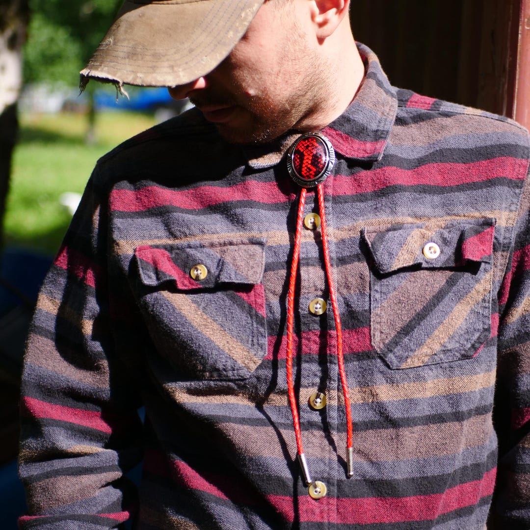 Red Snakeskin Bolo Tie Western Bolo Tie - Etsy