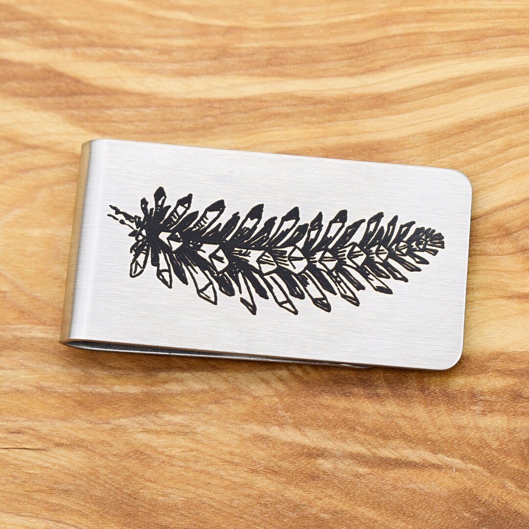 Pine Cone Money Clip ~ Engraved Stainless Steel - Etsy