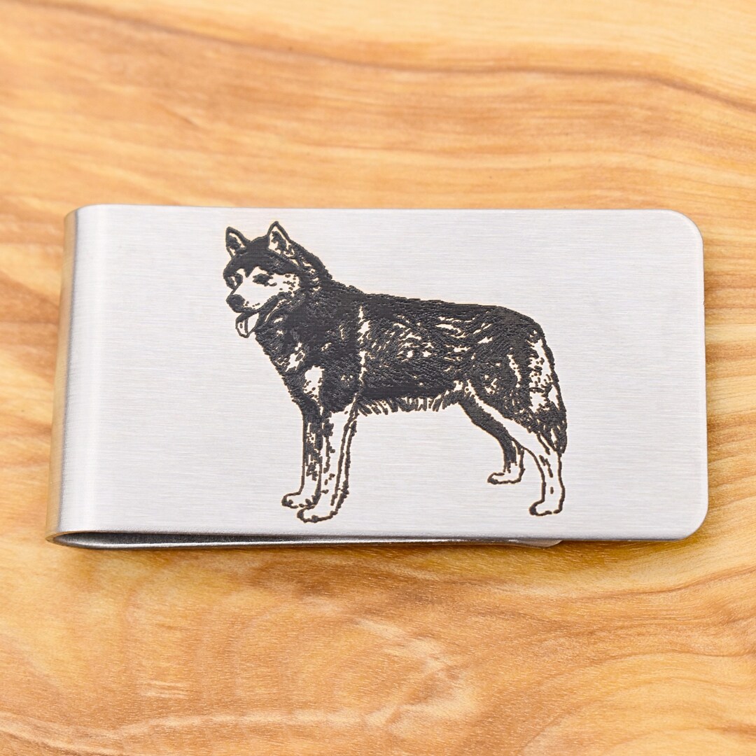 Husky Dog Money Clip - Engraved Stainless Steel - Etsy