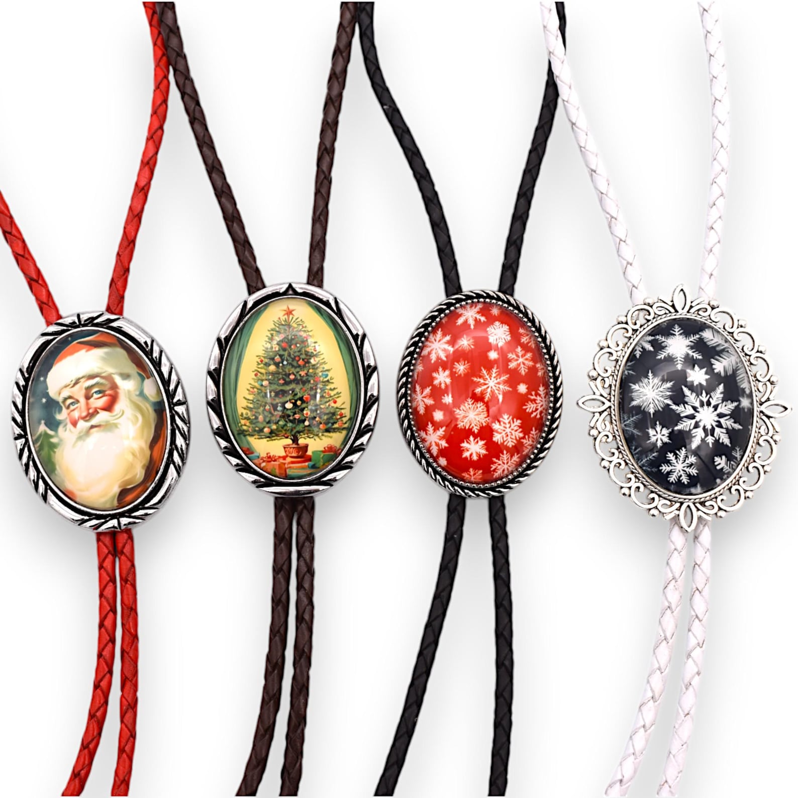 Christmas Bolo Ties: Santa, Snowflakes, or Evergreen Tree - Etsy