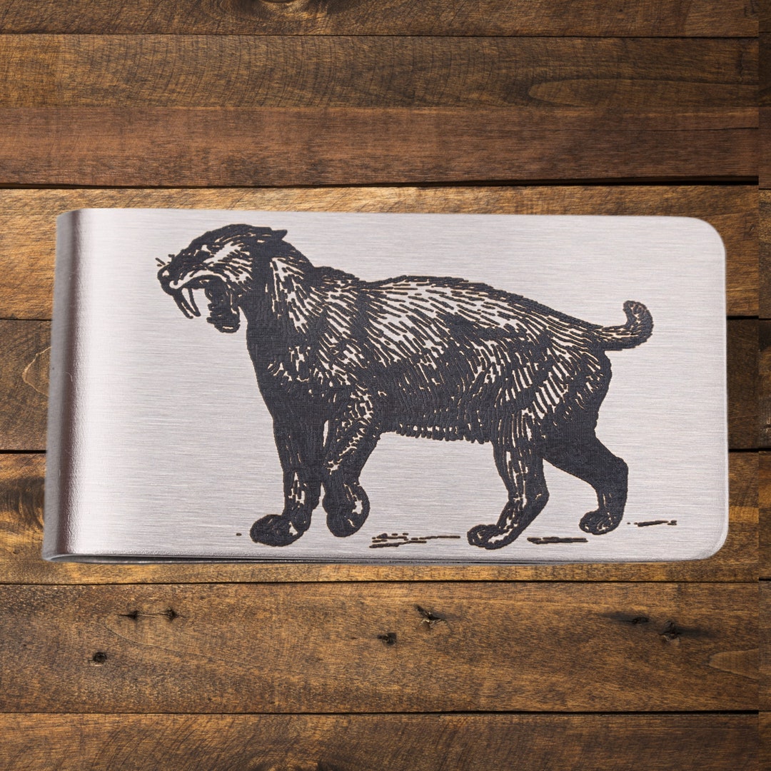 Saber Tooth Cat Money Clip - Engraved Stainless Steel - Etsy