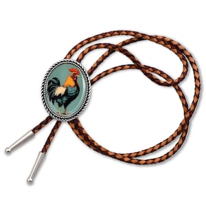 Rooster Bolo Tie ~ Choose Your Cord Colors & Length Brown Black Bola ...