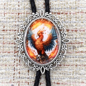 Phoenix Bolo Tie ~ Choose Cord Colors & Length ~ Fantasy Mythical Bird ...