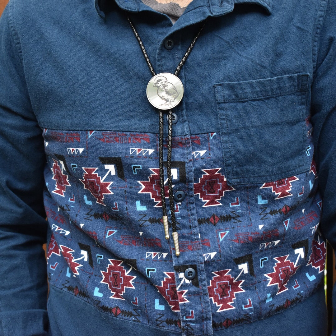 Chick Bolo Tie ~ Engraved Stainless Steel & Leather - Etsy