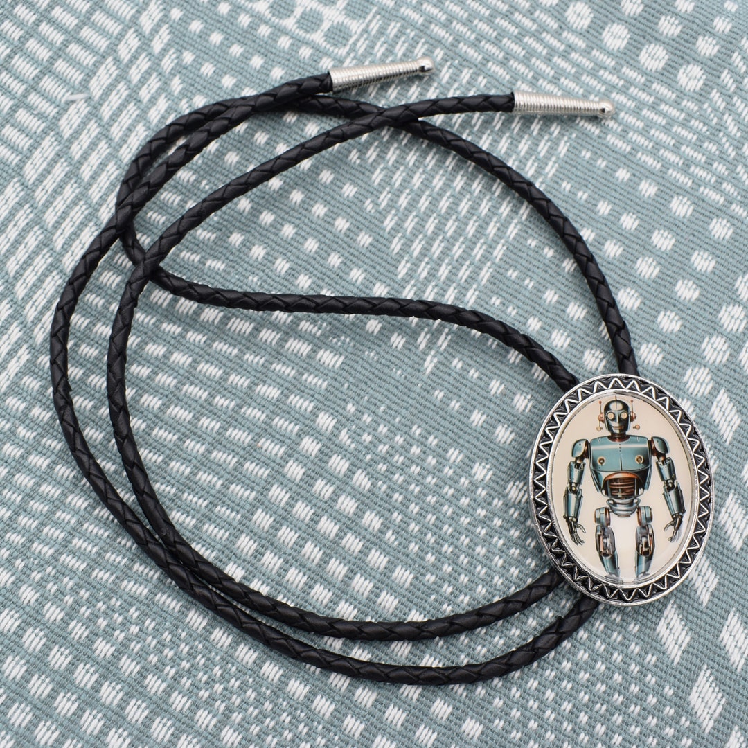 Robot Bolo Tie ~ Personalized Leather Cord Colors & Size ~ Space Age ...