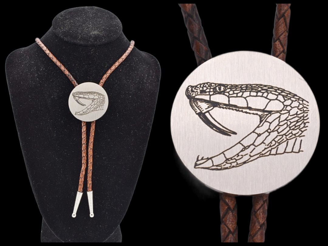 Snake Bolo Tie ~ Engraved Stainless Steel & Leather - Etsy