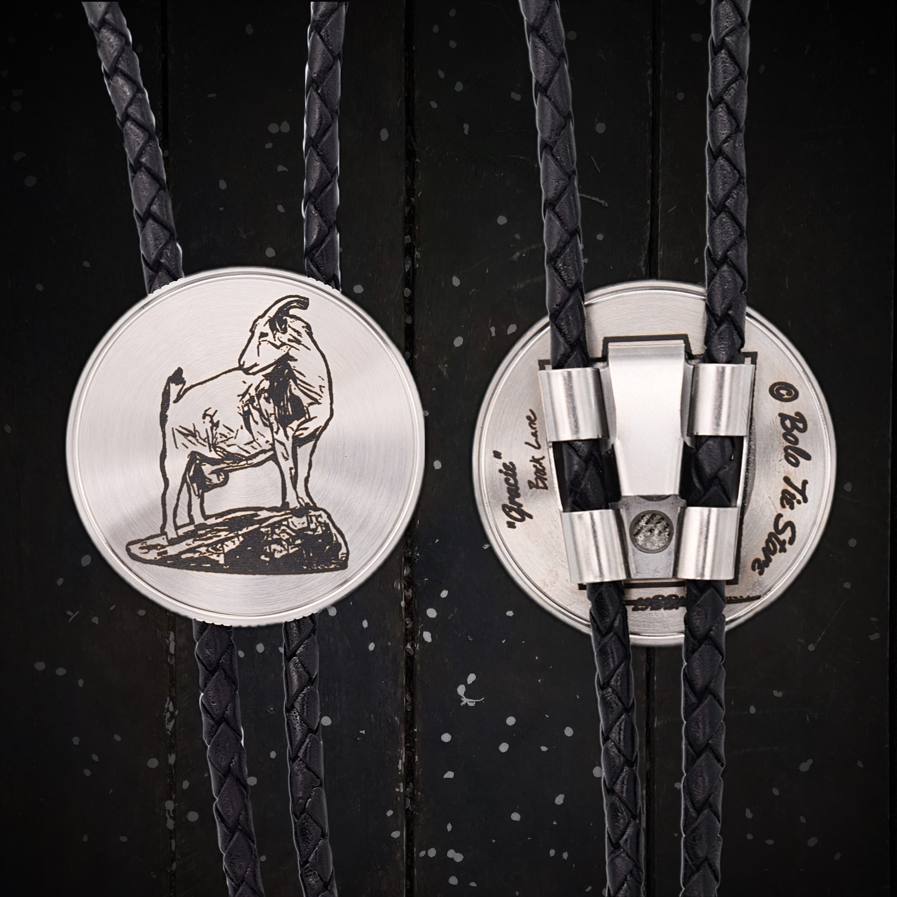 Dairy Milk Goat Bolo Tie ~ Engraved Stainless Steel & Leather ...