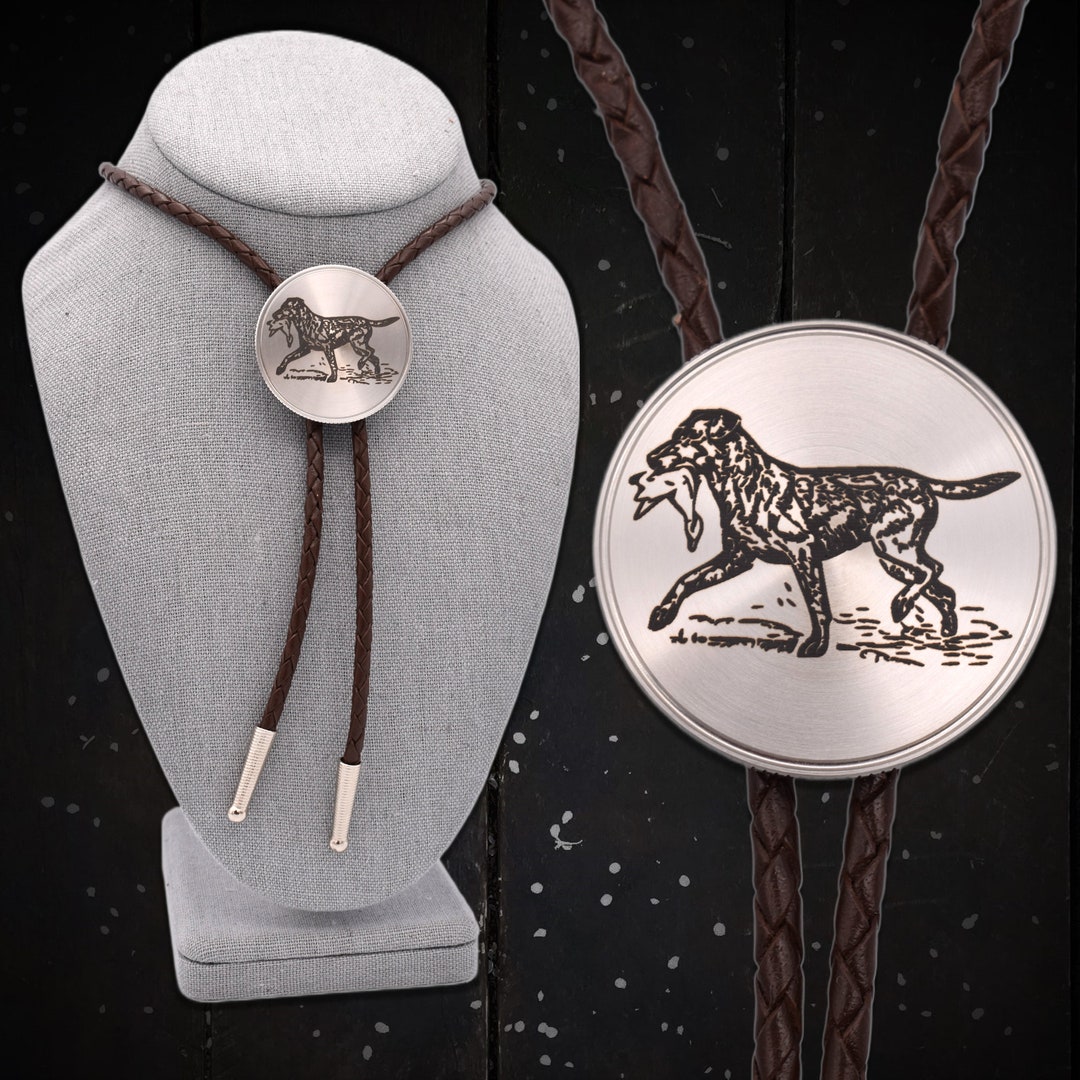 Bird Dog Retriever Duck Hunting Bolo Tie ~ Engraved Stainless Steel ...
