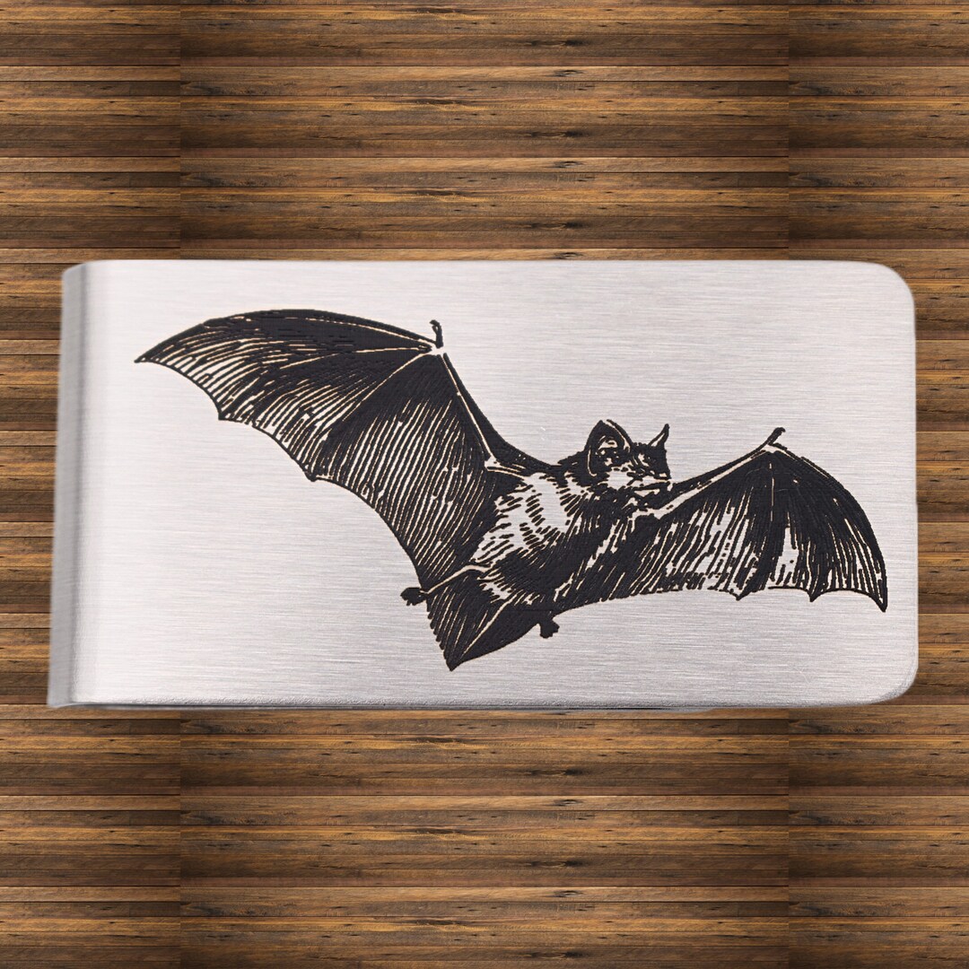 Bat Money Clip ~ Engraved Stainless Steel - Etsy