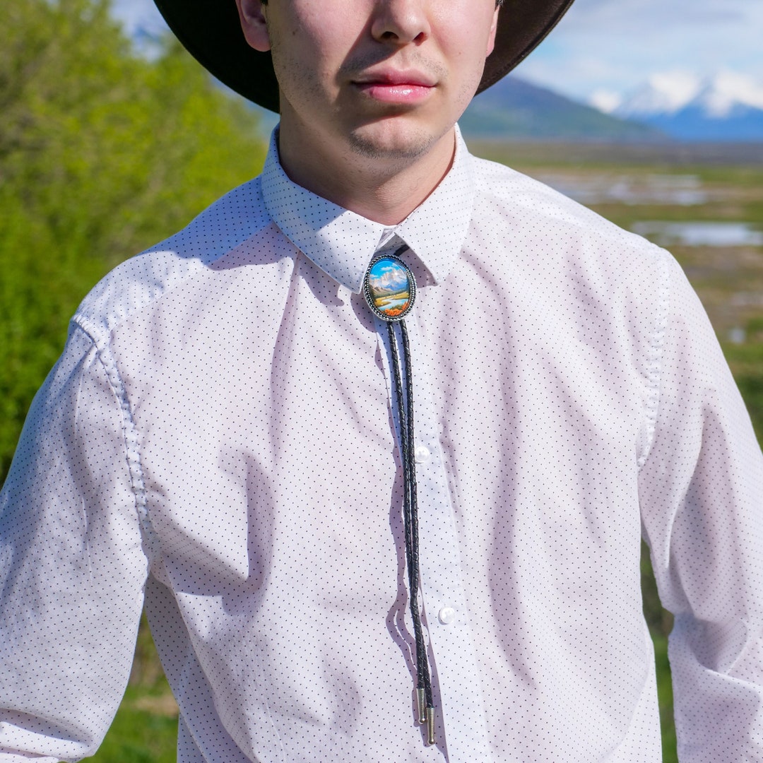 River Valley Bolo Tie ~ Cord Colors & Length ~ Mountain Stream Nature ...