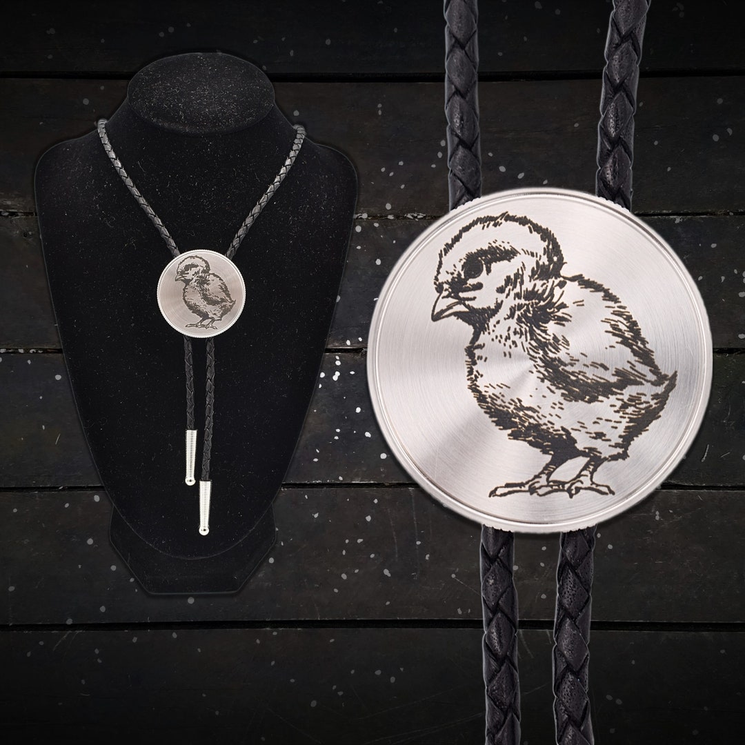 Chick Bolo Tie ~ Engraved Stainless Steel & Leather - Etsy