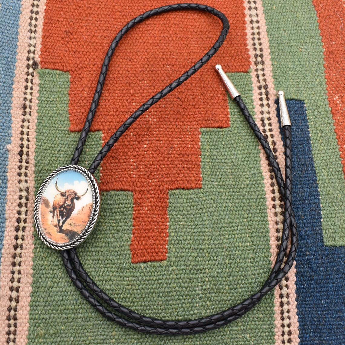 Texas Longhorn Bull Bolo Tie Custom Cord Colors & Length - Etsy