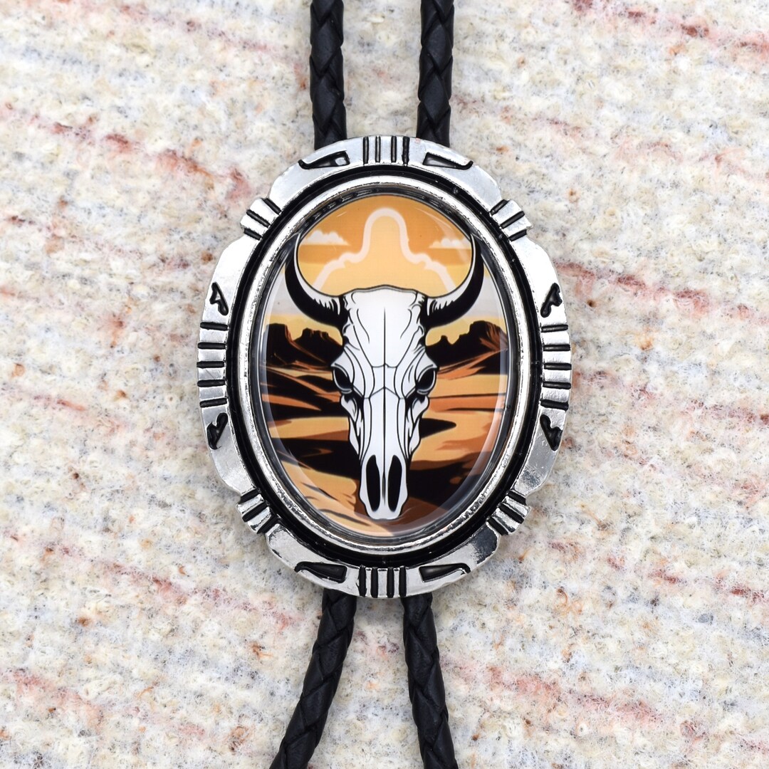 Bull Skull Bolo Tie Choice of Cord Colors & Length Western Desert ...