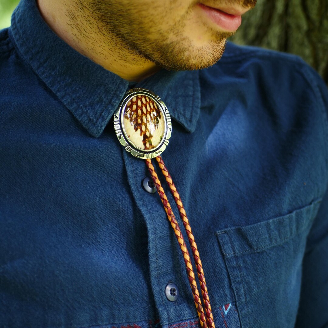 Snakeskin Bolo Tie | Brown & White Southwestern Bola Necktie - Etsy