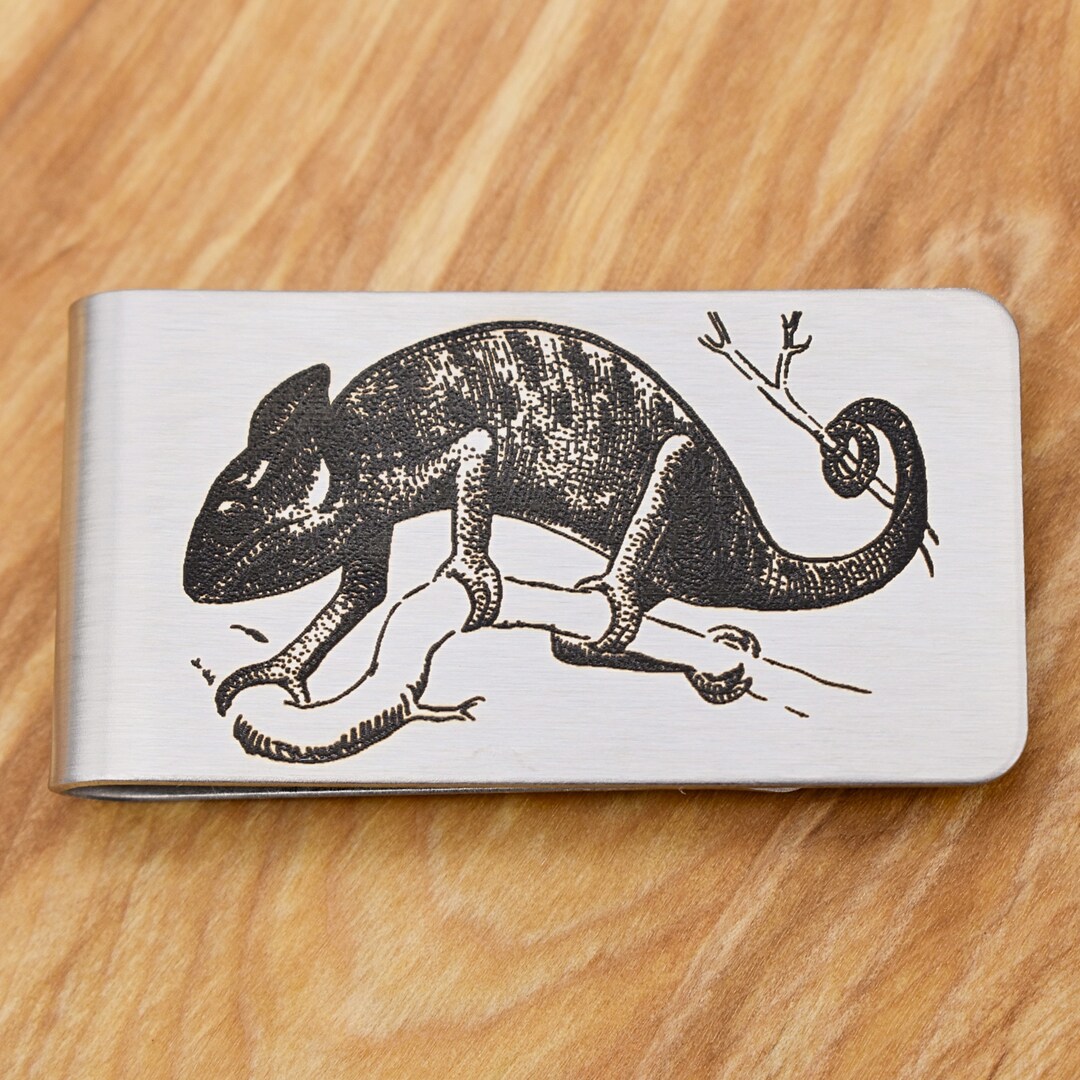 Chameleon Money Clip ~ Engraved Stainless Steel - Etsy