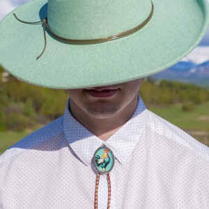 Rooster Bolo Tie ~ Choose Your Cord Colors & Length Brown Black Bola ...