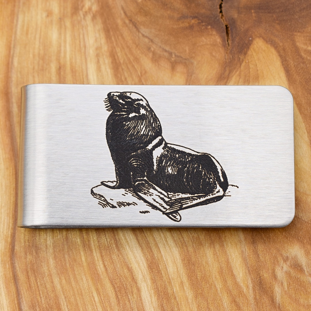 Seal Money Clip - Engraved Stainless Steel - Etsy