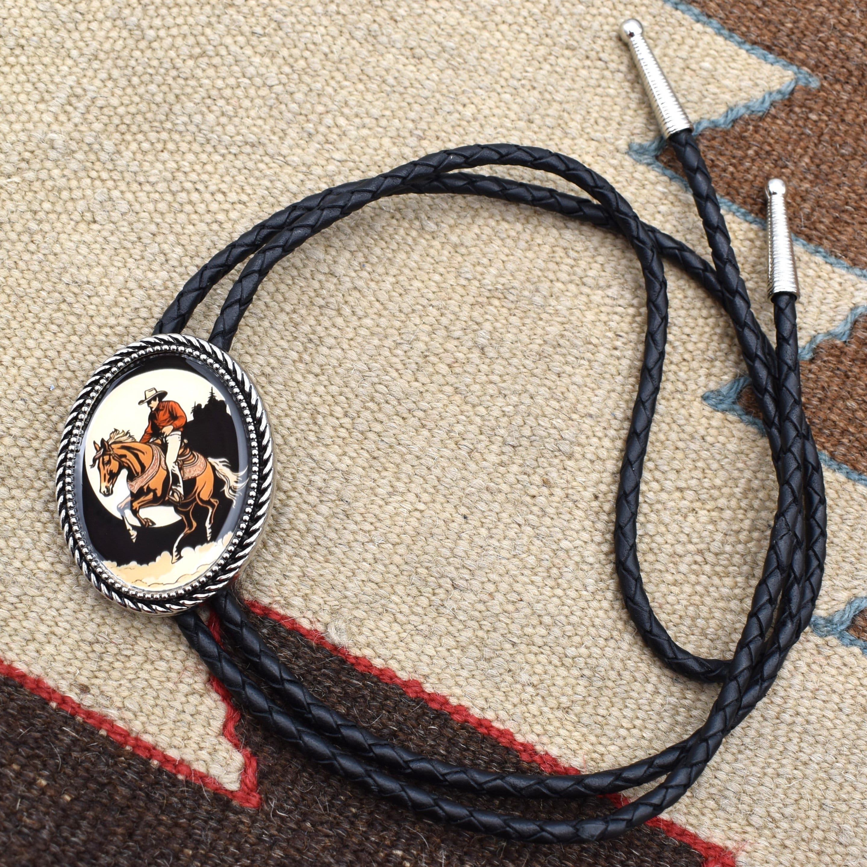 Wild West Bandit Bolo Tie Horse Thief Outlaw Getaway Custom Cord Colors ...
