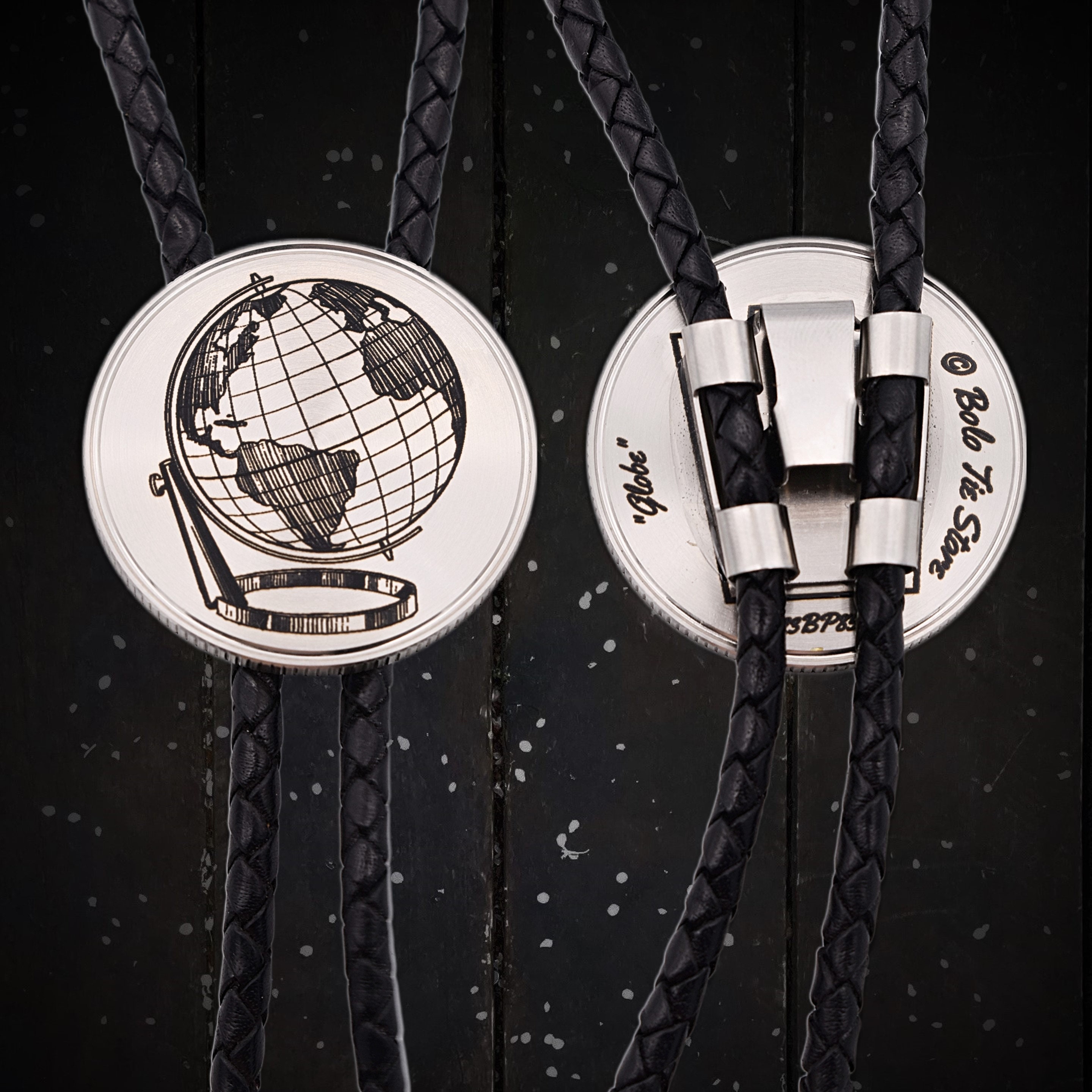 Globe Earth Geography Social Studies Bolo Tie ~ Engraved Steel ...