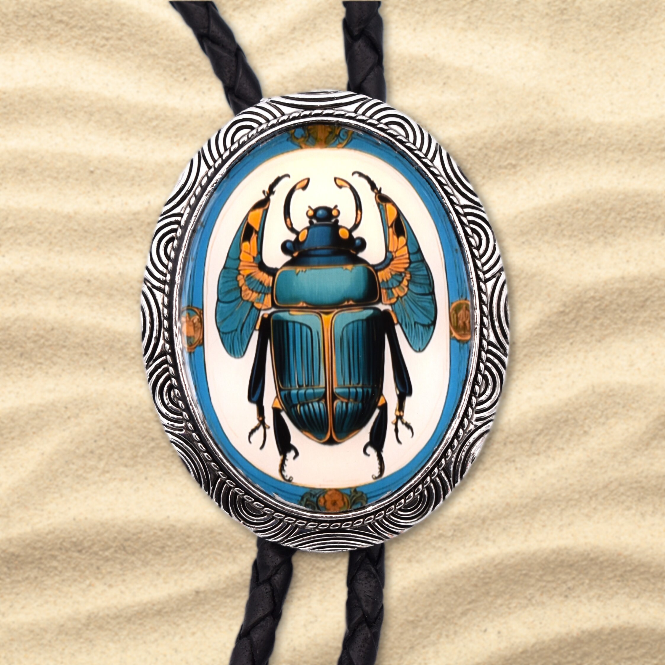 Scarab Bolo Tie ~ Choose Your Cord Colors & Length ~ Egyptian Revival ...