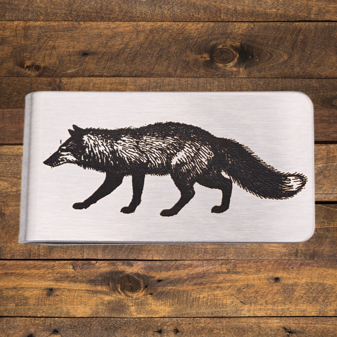 Red Fox Money Clip ~ Engraved Stainless Steel - Etsy