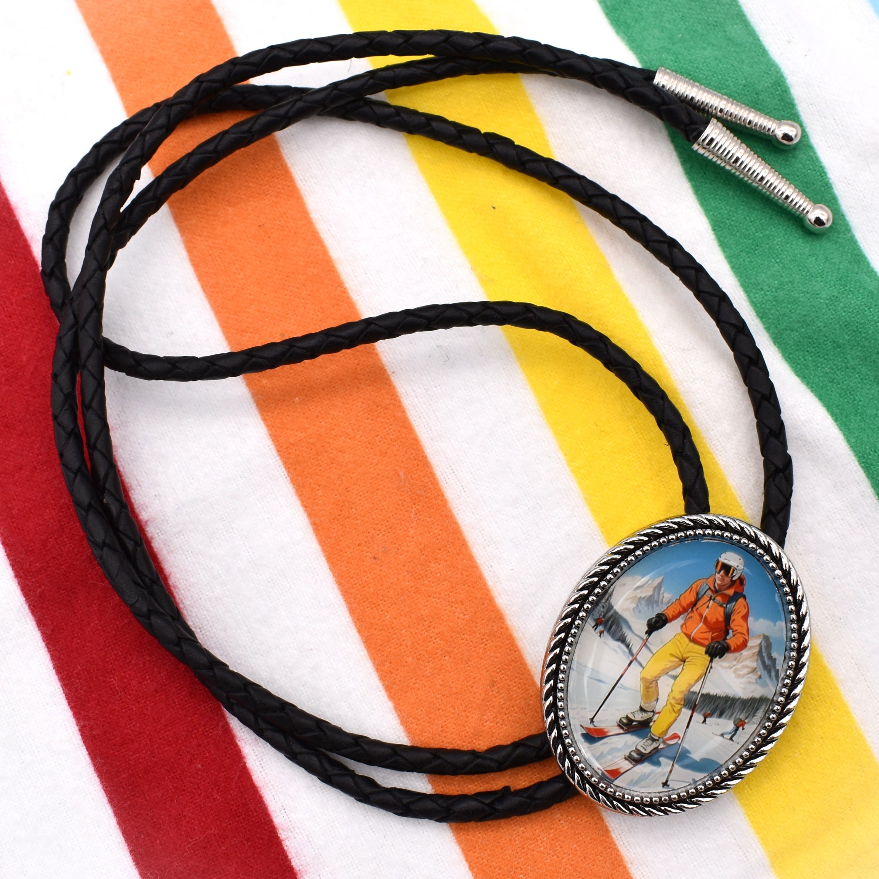 Skier Bolo Tie Custom Cord Colors & Length Downhill Resort Town Skiing Lift - Etsy