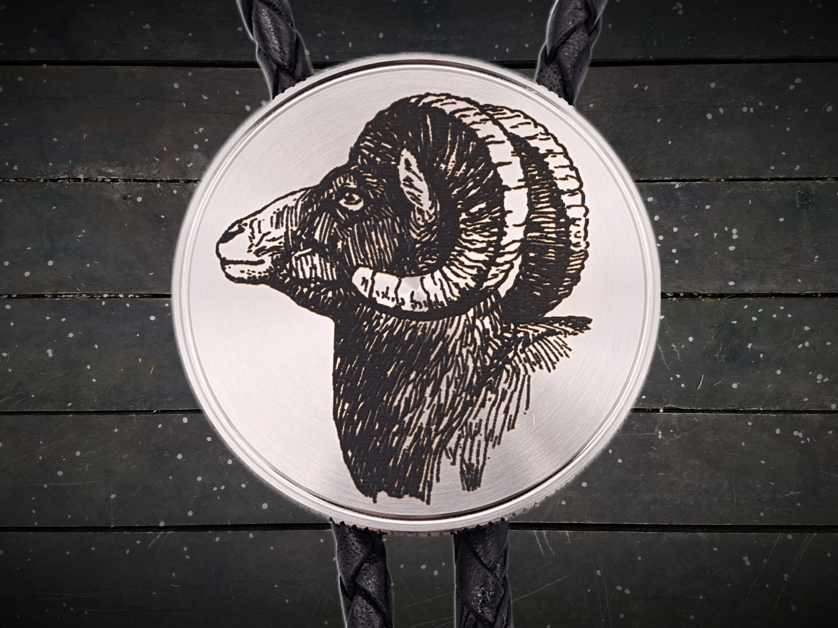 Bighorn Sheep Bolo Tie Engraved Stainless Steel & Leather - Etsy