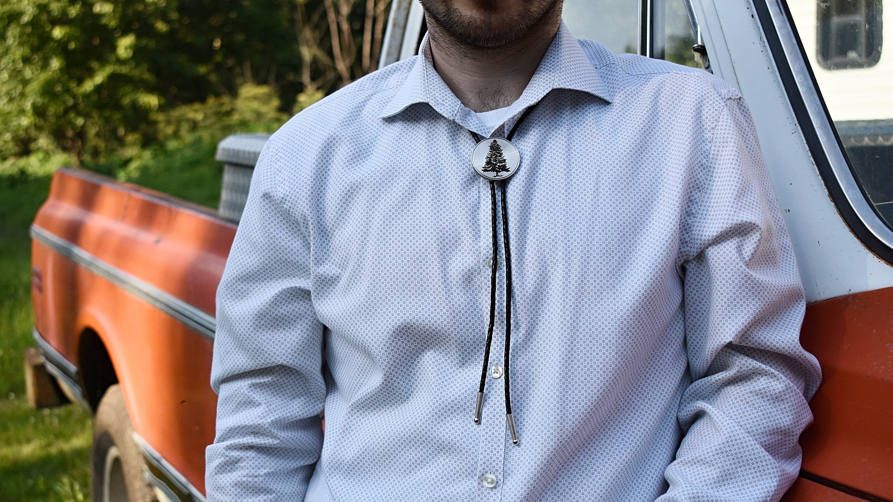 Engraved Tree Bolo Tie Evergreen Pine Tree Outdoorsy Hippie Spruce ...