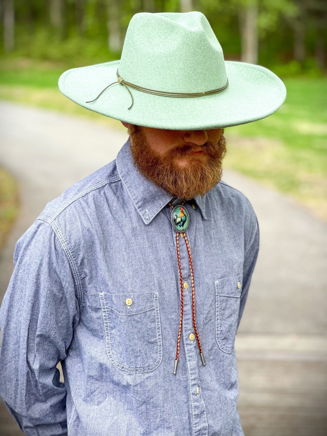 Rooster Bolo Tie ~ Choose Your Cord Colors & Length Brown Black Bola ...