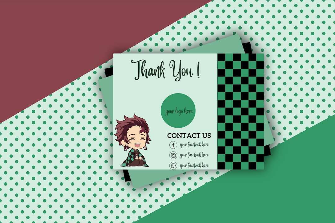 ANIME Thank You Card Template Editable TANJIRO Thank You Card - Etsy