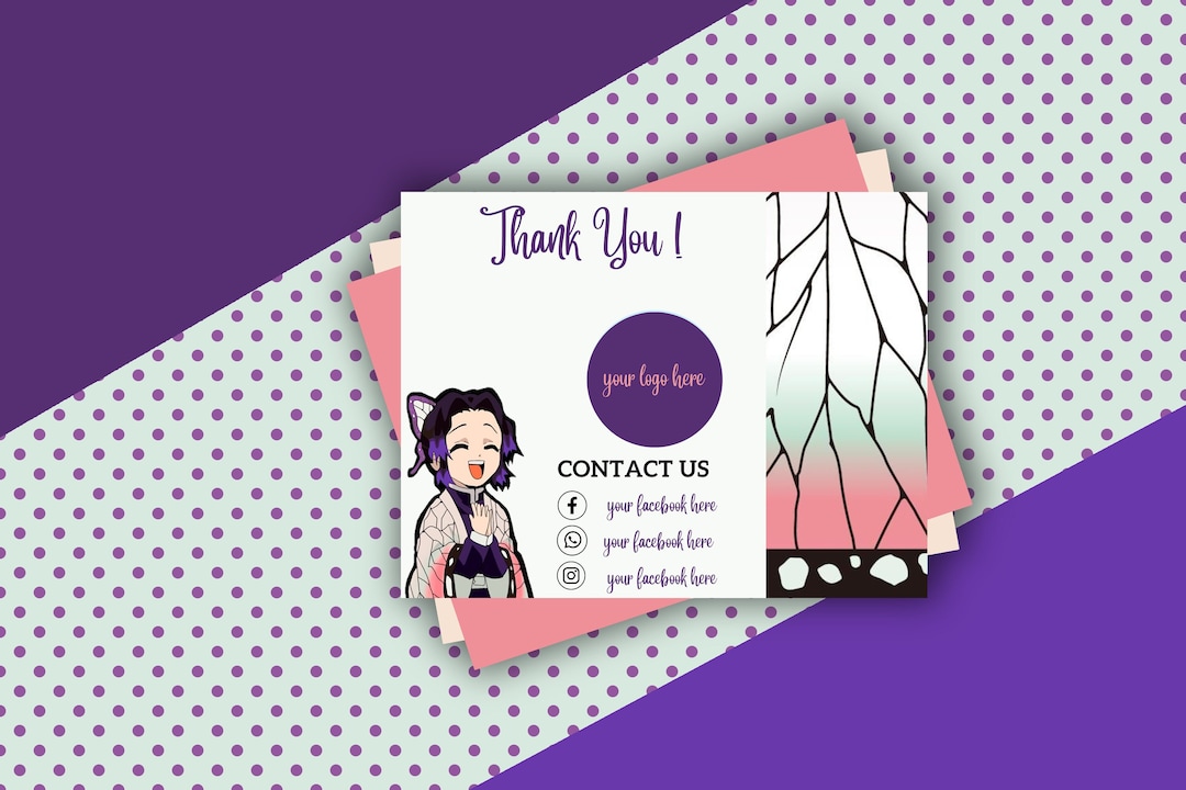 ANIME Thank You Card Template Editable SHINOBU Thank You Card - Etsy