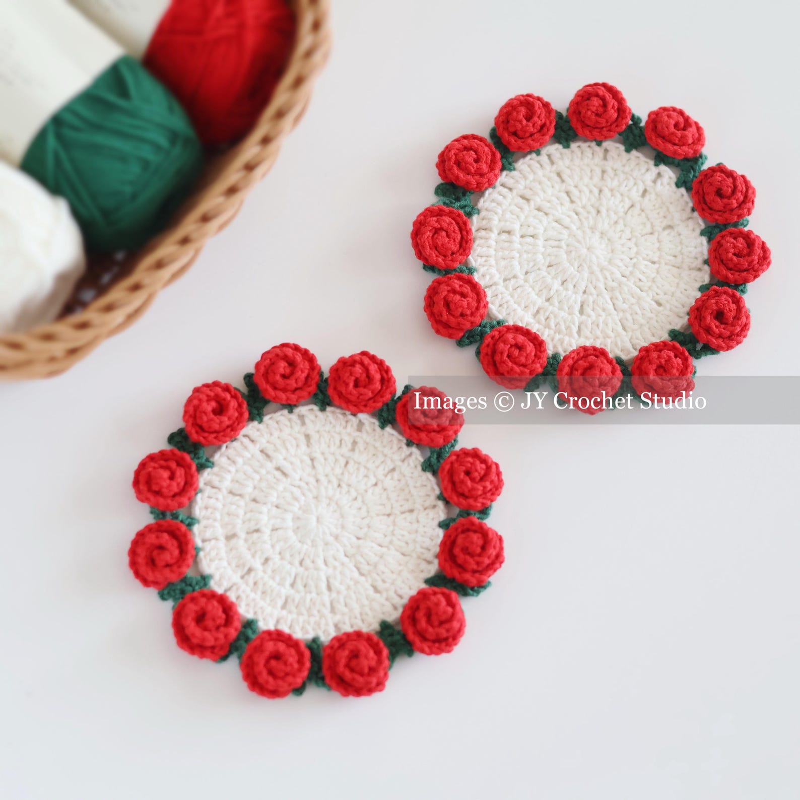 Handmade Crochet Flower Coaster Set, Crochet Bouquet Coaster, Flower ...