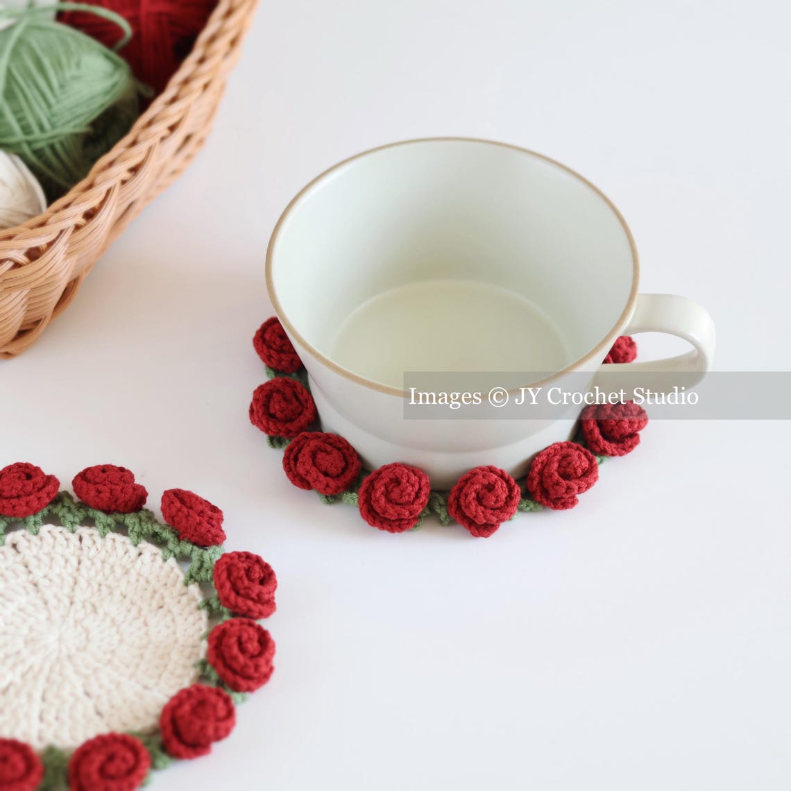 Handmade Crochet Flower Coaster Set, Crochet Bouquet Coaster, Flower ...