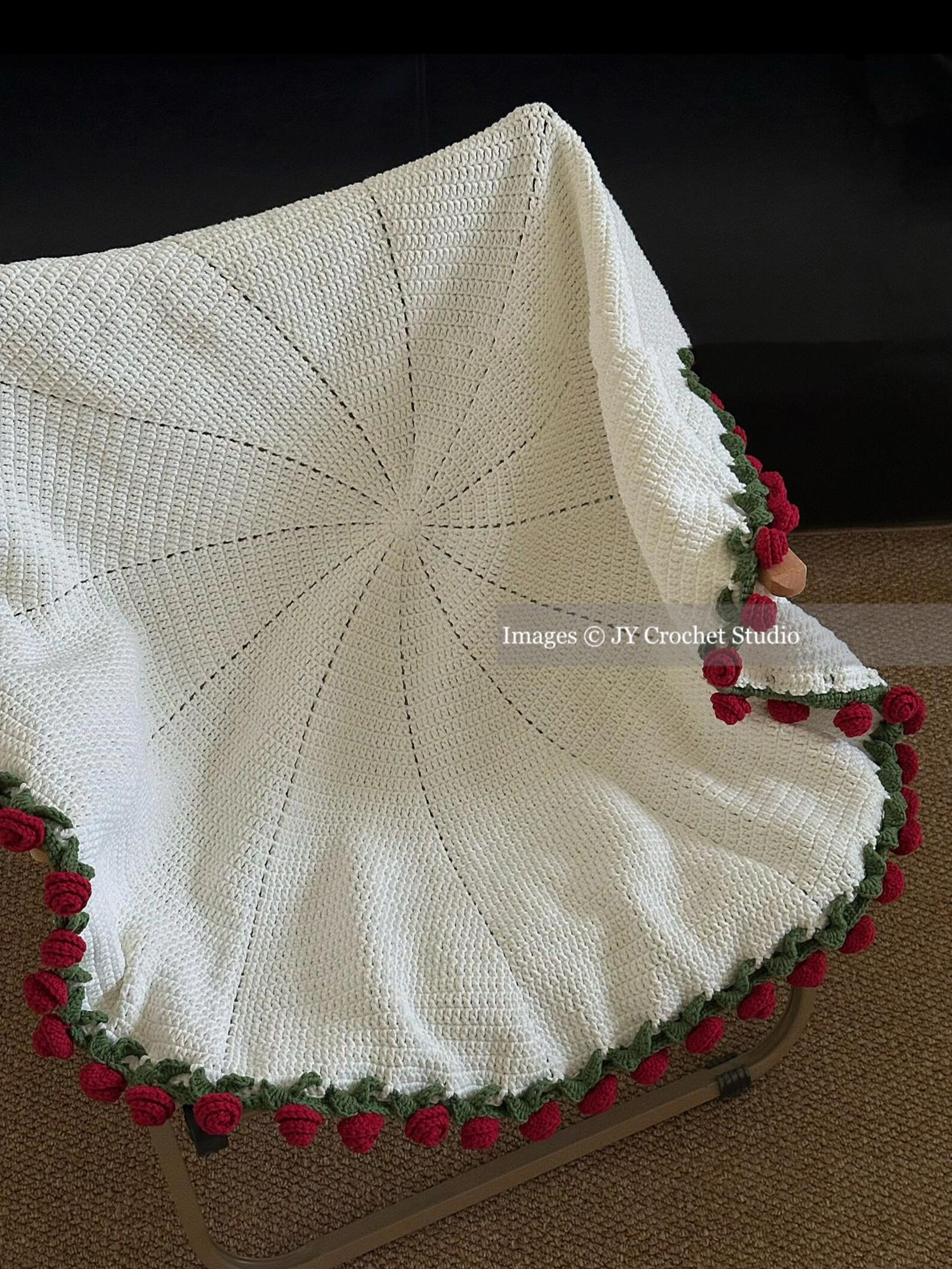 Rose Crochet Blanket Pattern PDF, Flower Throw Pattern, Wedding Gift ...